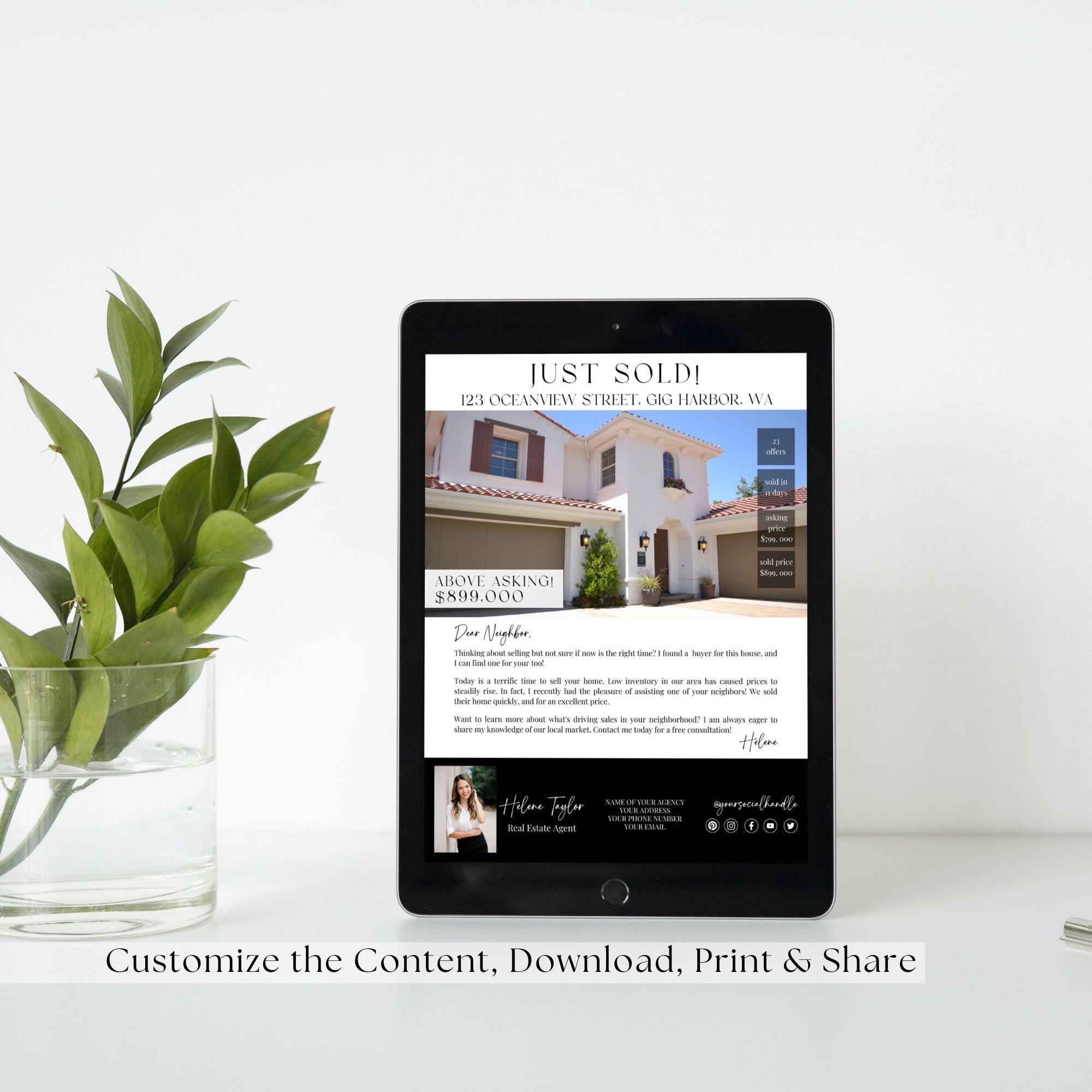 Editable Just Sold Letter Template, Printable Real Estate Sold House ...