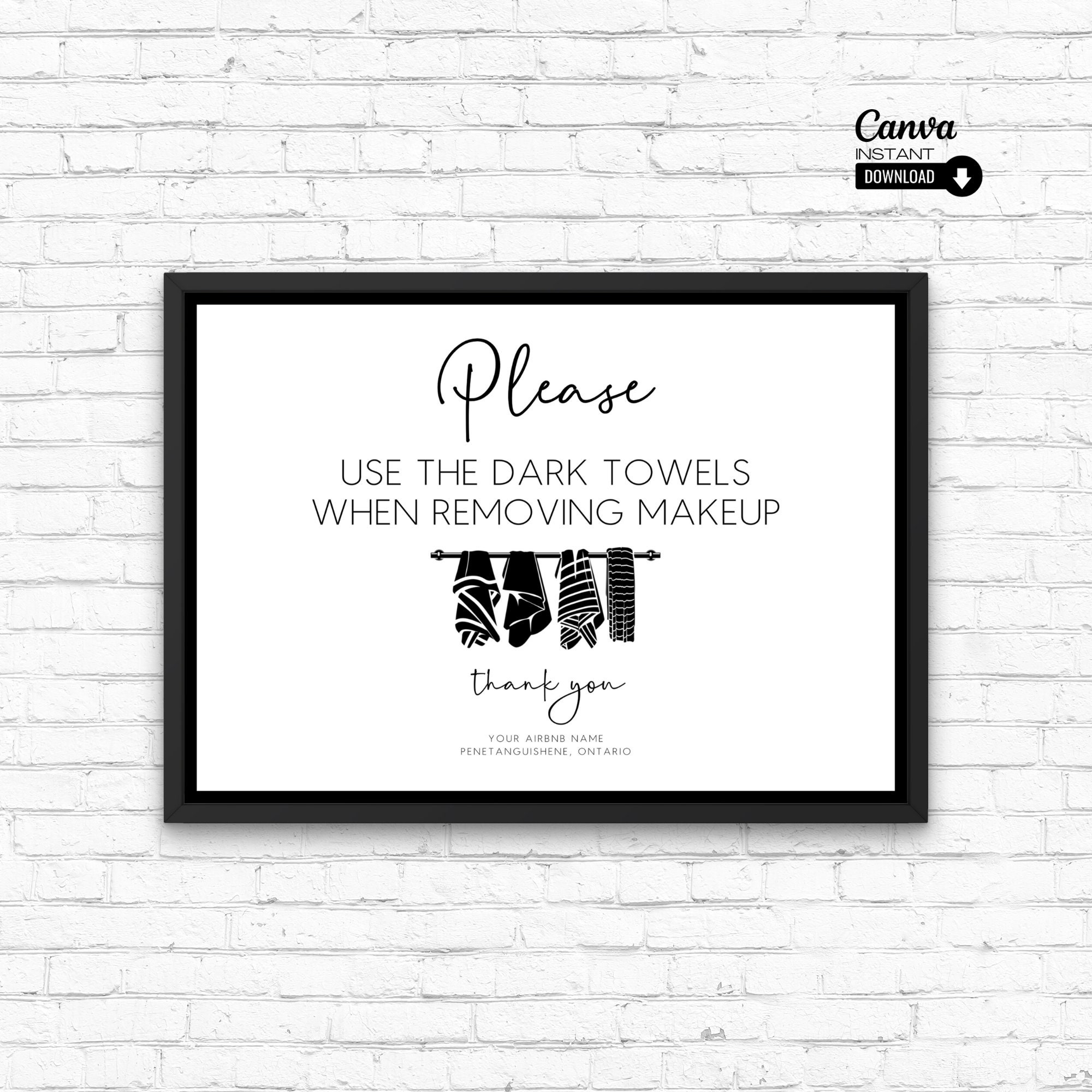 Editable Dark Towels Please Sign, Printable Airbnb Sign, Bathroom Sign ...