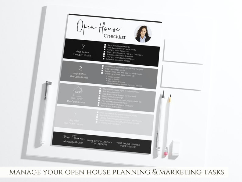 Open House Task Checklist Printable Open House Marketing - Etsy