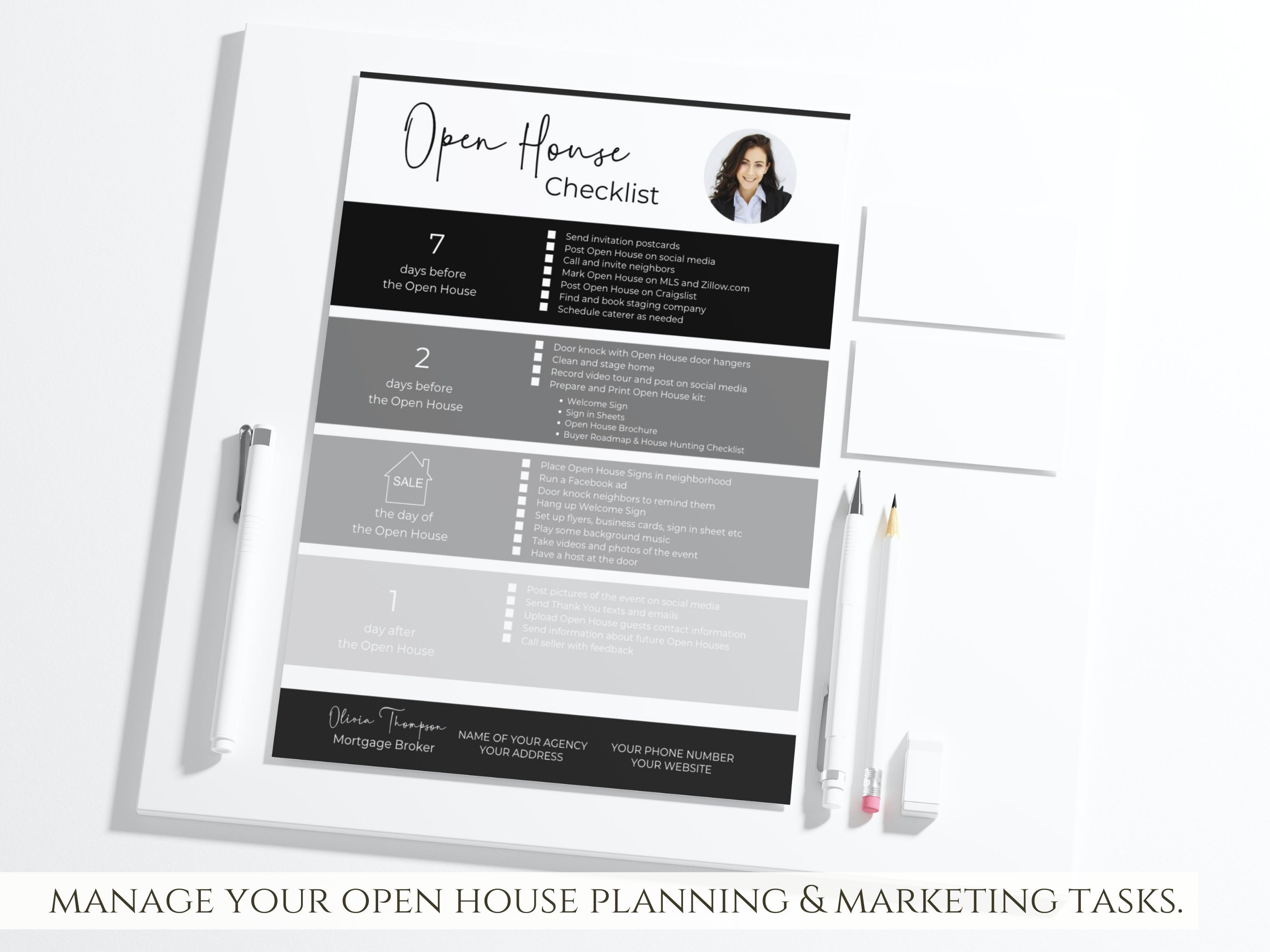 Open House Task Checklist Printable Open House Marketing - Etsy