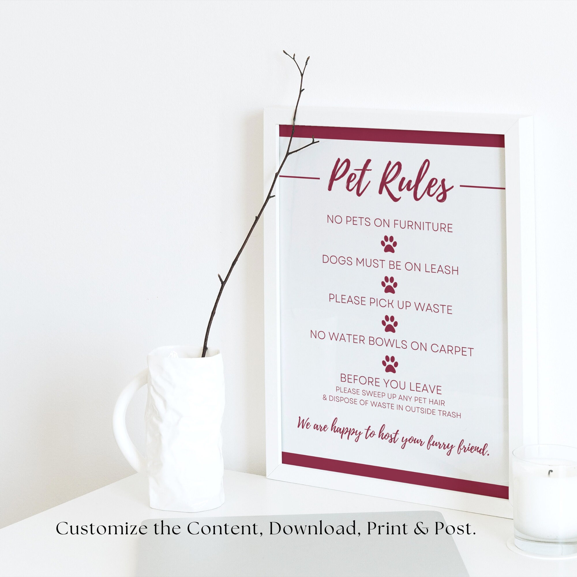 Airbnb Pet Friendly, Editable Airbnb Pet Rules Sign, Air BNB Printable ...