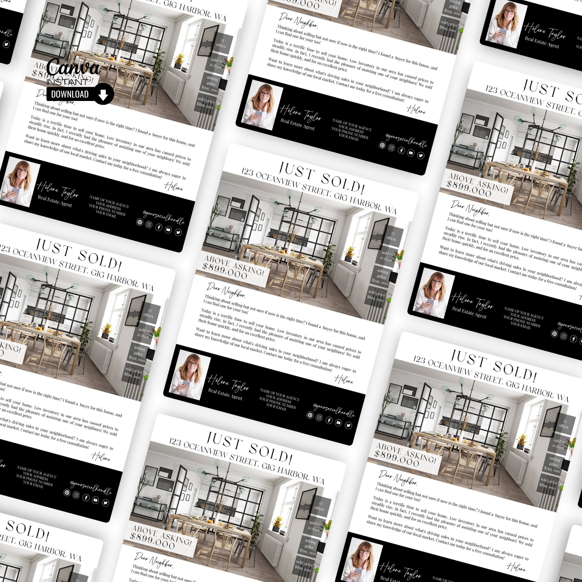 Editable Just Sold Letter Template: Real Estate Marketing Flyer (8.5 X ...