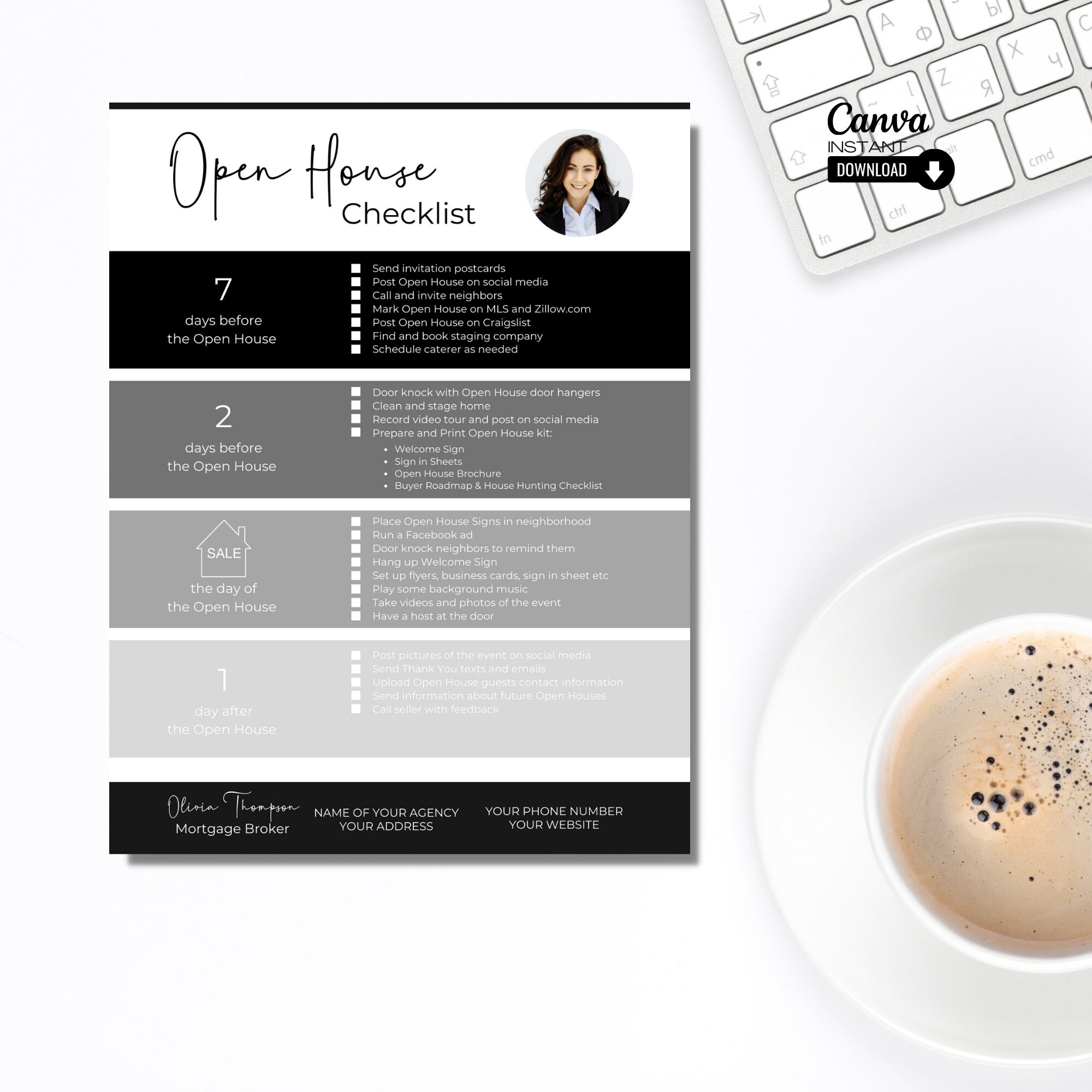 Open House Task Checklist, Printable Open House Marketing Template ...