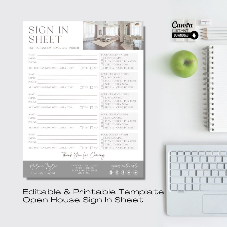 Editable Open House Sign in Sheet Realtor Open House Form - Etsy