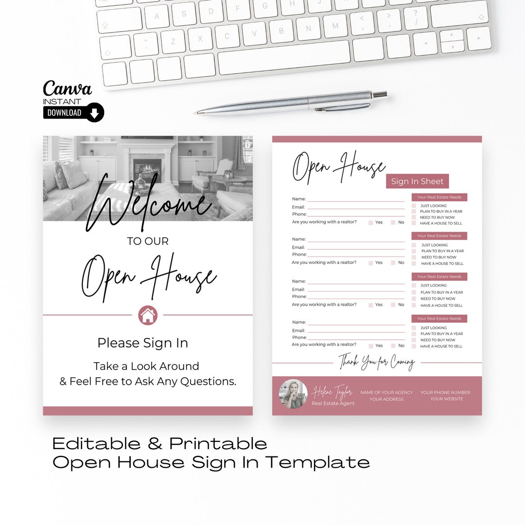 Editable Open House Sign in Sheet Realtor Open House Form - Etsy