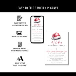 Editable Realtor Holiday Open House Invitation Template (digital ...