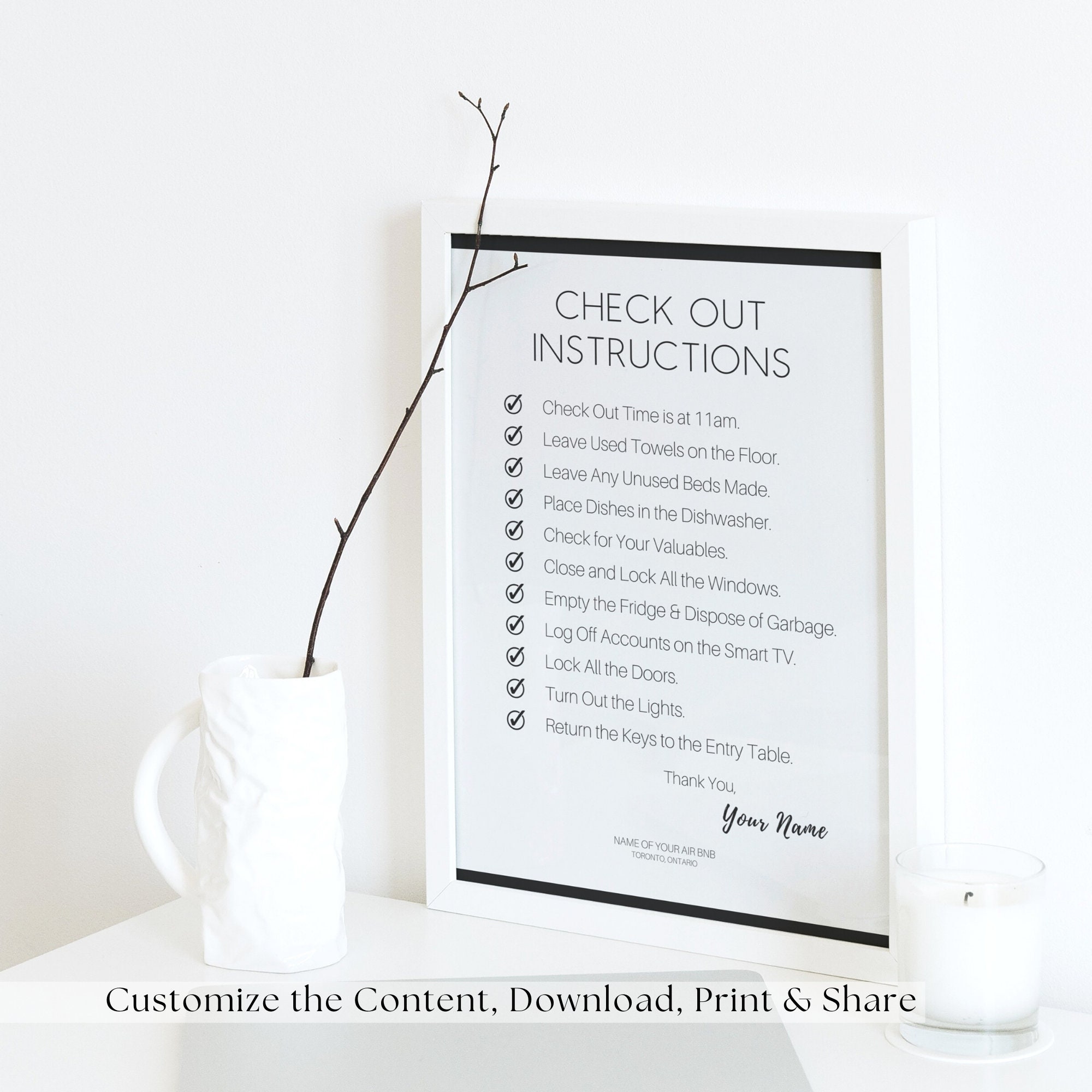 Airbnb Check Out Sign Template, Editable Airbnb Sign, Airbnb House ...