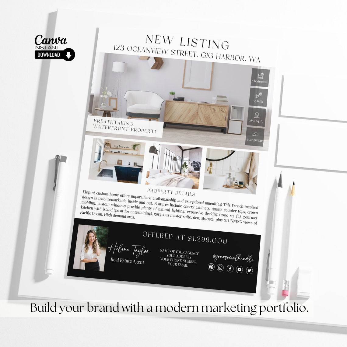 Editable New Listing Flyer Template, Realtor Marketing, Printable New ...