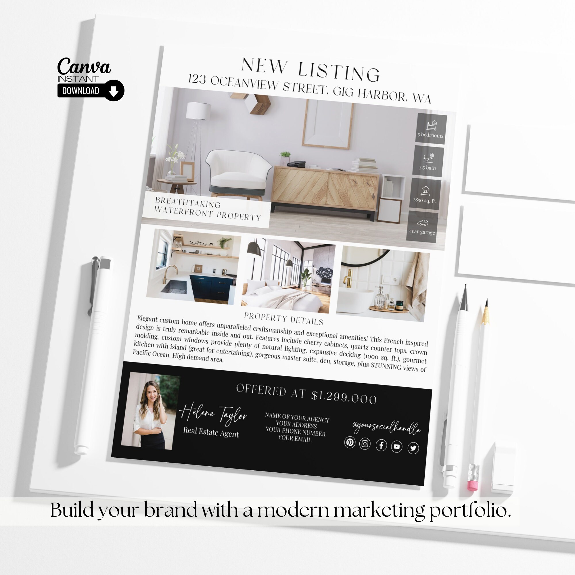 Editable New Listing Flyer Template, Realtor Marketing, Printable New ...