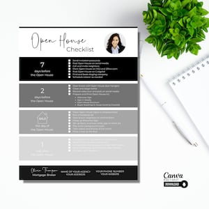 Open House Checklist: Real Estate Marketing Planner (editable Canva ...