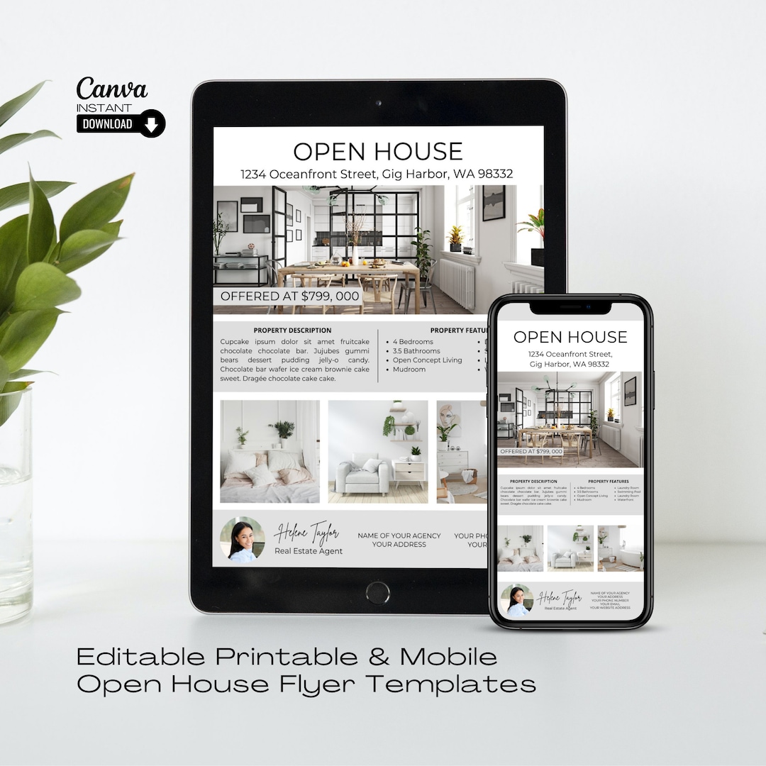 Real Estate Open House Flyer Template Bundle: Modern Canva Design ...