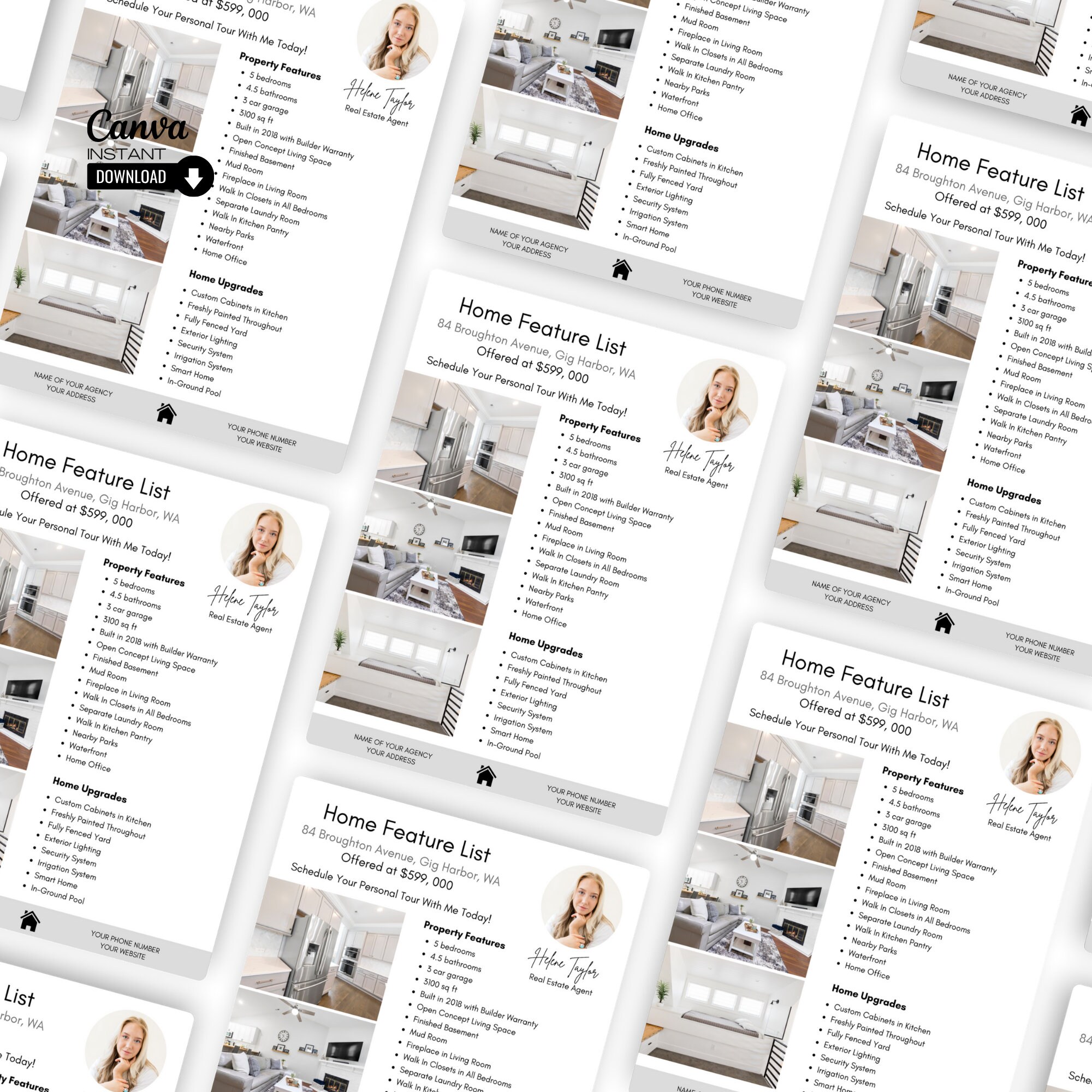 Editable Home Feature Sheet, Printable Real Estate Agent Flyer Template ...