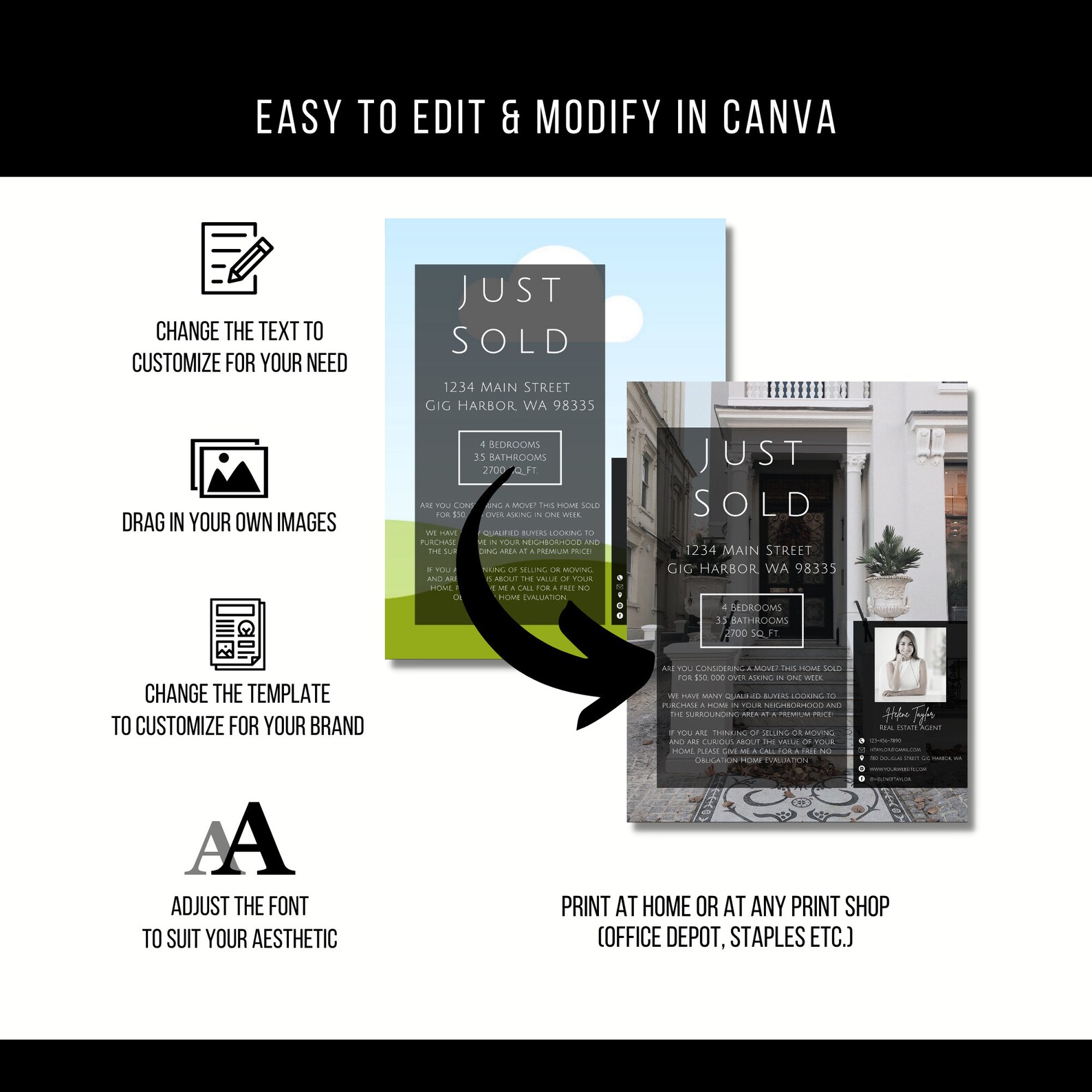Real Estate Just Sold Flyer Template: Canva Editable (8.5x11" PDF) - Etsy
