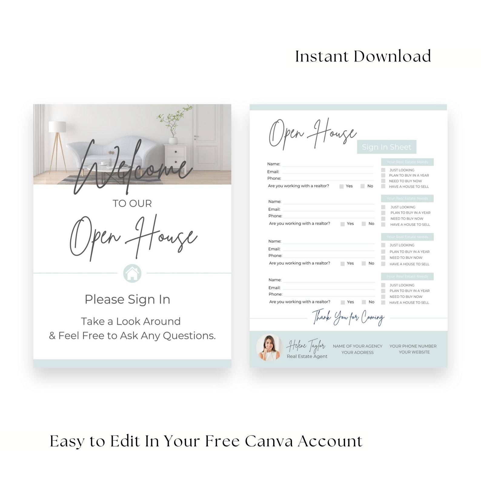 Editable Open House Sign in Sheet, Realtor Open House Form, Real Estate ...