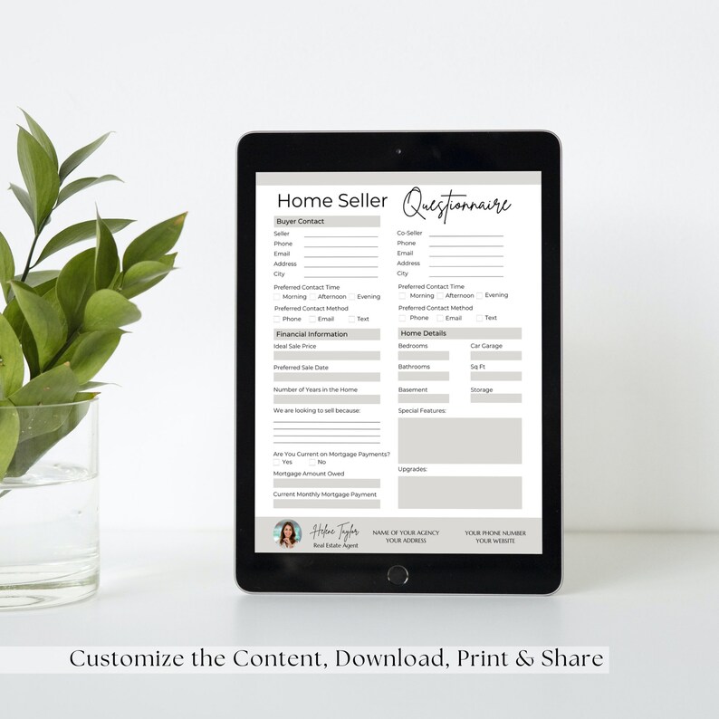 Buyer Questionnaire, Seller Questionnaire, Real Estate Marketing, Real ...