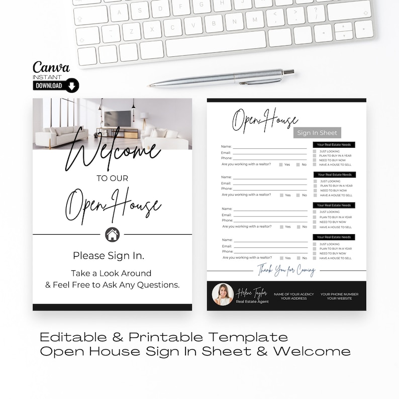 Editable Open House Sign in Sheet, Realtor Open House Form, Real Estate ...