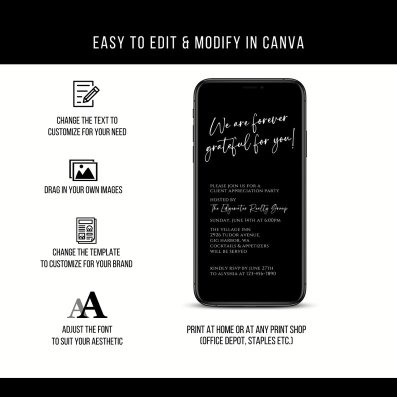 Editable Modern Business Invitation Template, Client Appreciation Party ...