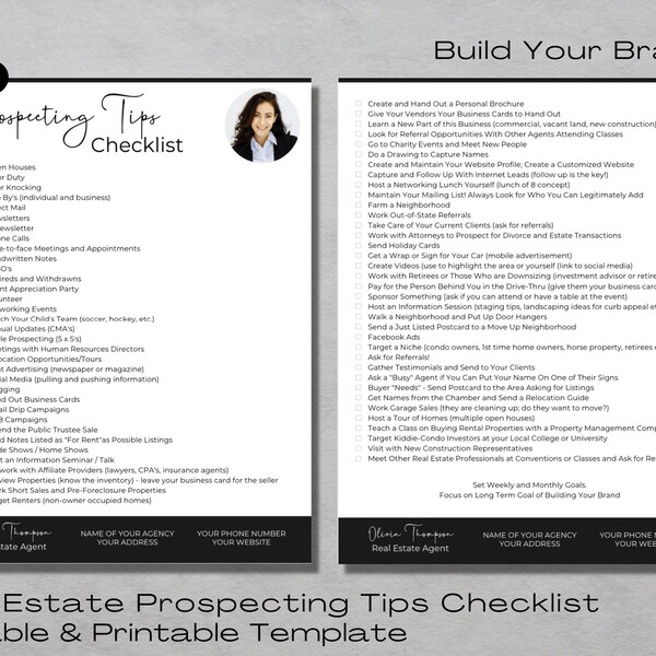 Prospecting Checklist Real Estate - Etsy