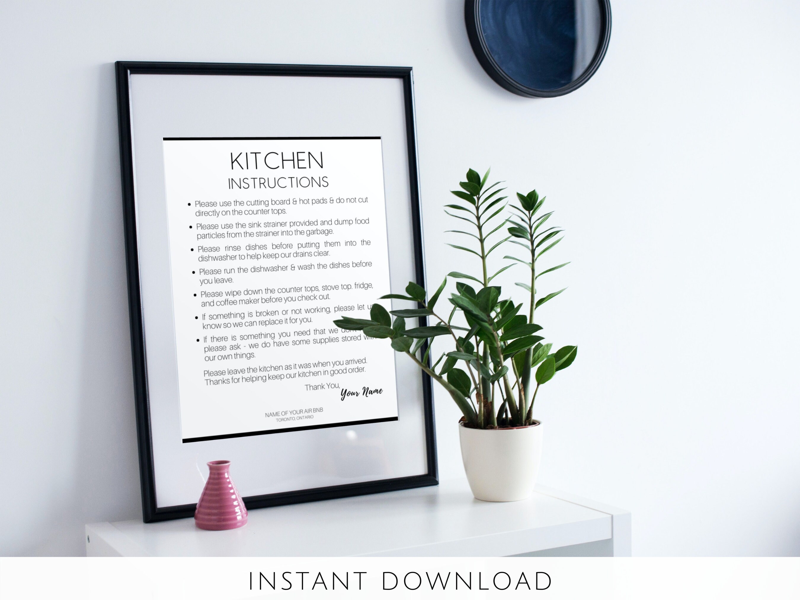 Airbnb Kitchen Rules Sign Template Editable Airbnb Sign - Etsy