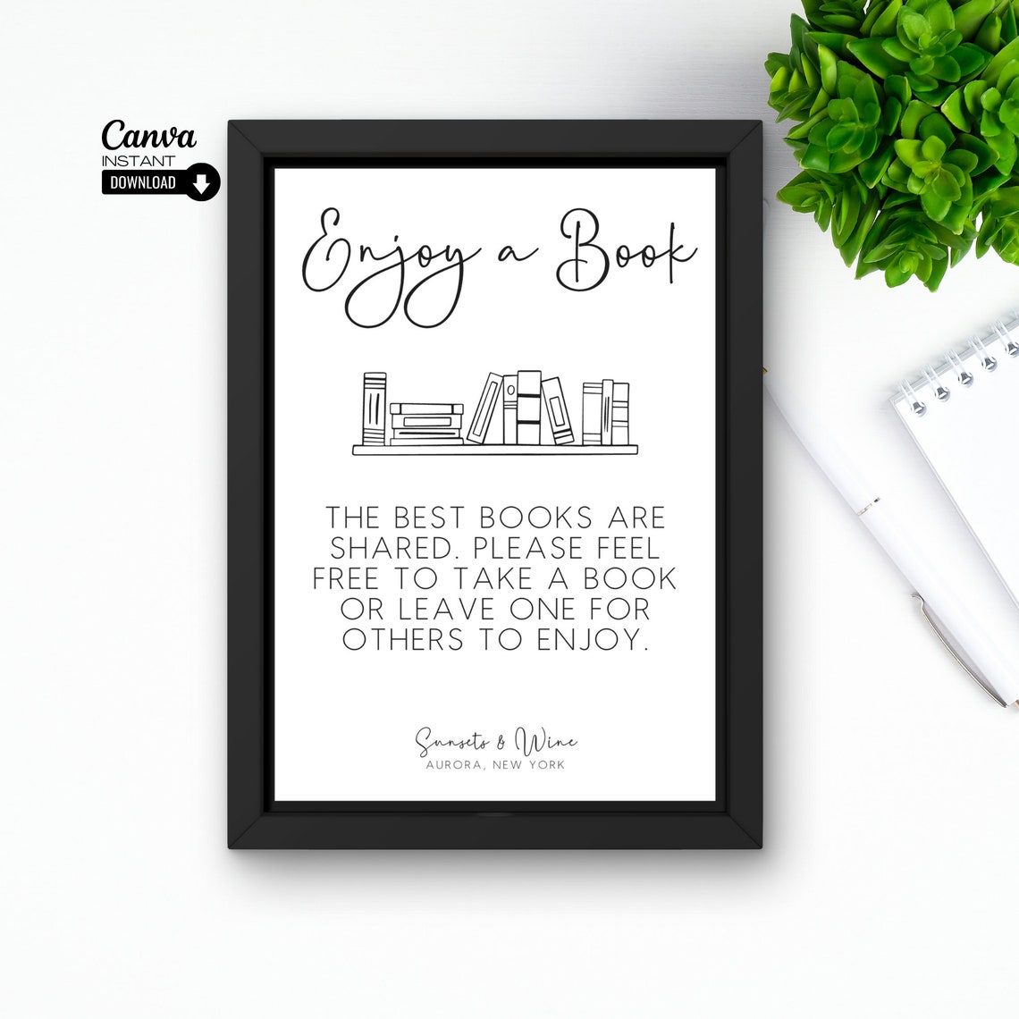 Editable Airbnb Reading Library Sign: Book Sharing (printable Template ...