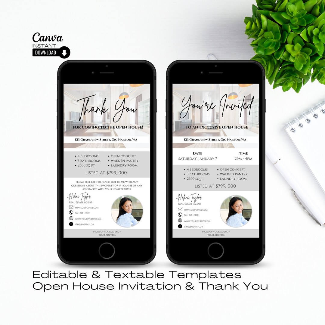 Open House Thank You, Real Estate Digital Thank You Card, Textable ...