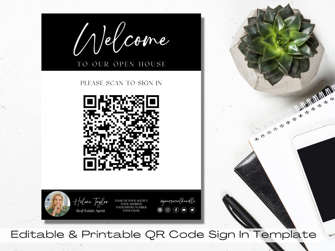 Open House Sign in Sheet With QR Code Realtor Branding Real - Etsy