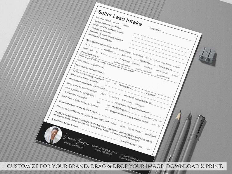 Editable Real Estate Lead Intake Sheet Printable Seller - Etsy