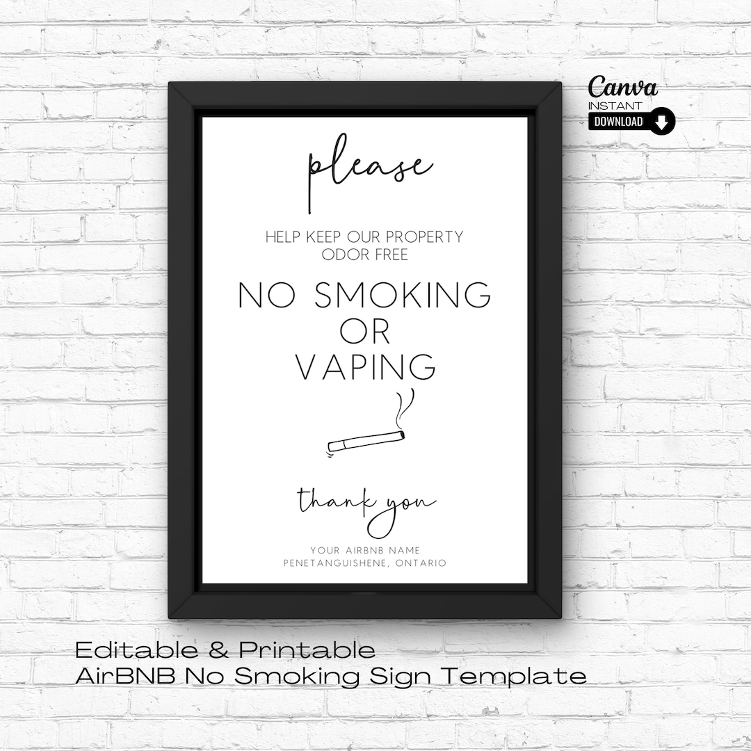 Editable No Smoking Sign, Please No Smoking or Vaping Sign, No Vaping ...