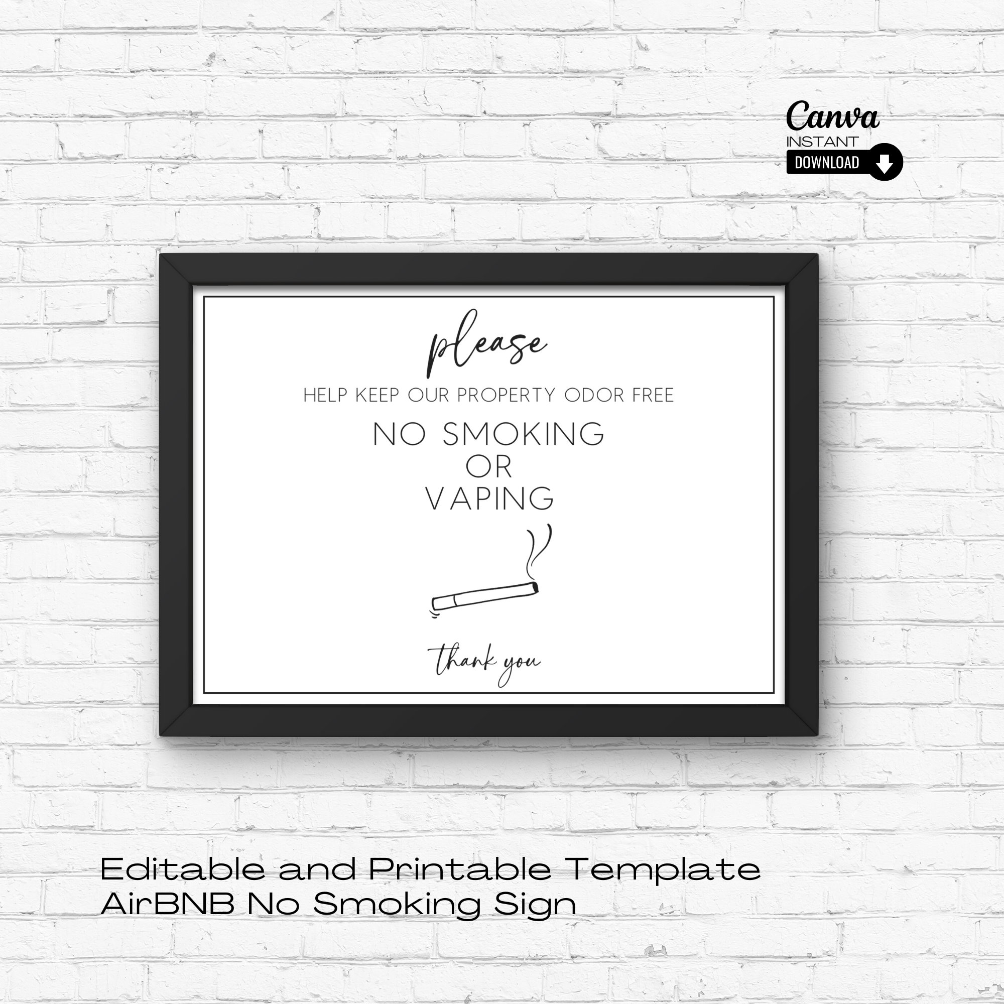 Editable No Smoking Sign, Please No Smoking or Vaping Sign, No Vaping ...