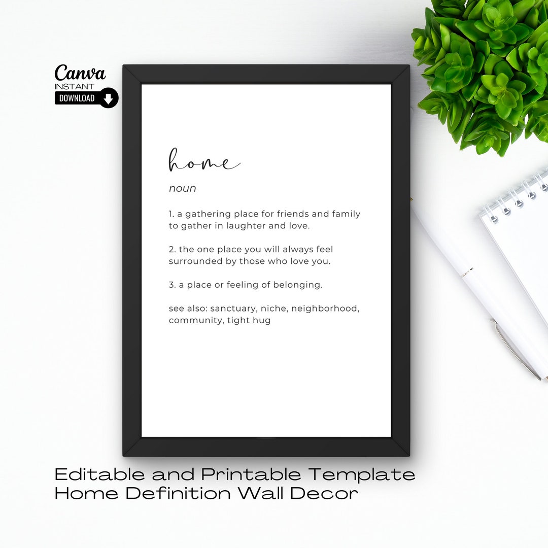 Home Definition Poster, Editable Office Decor, Home Definition ...