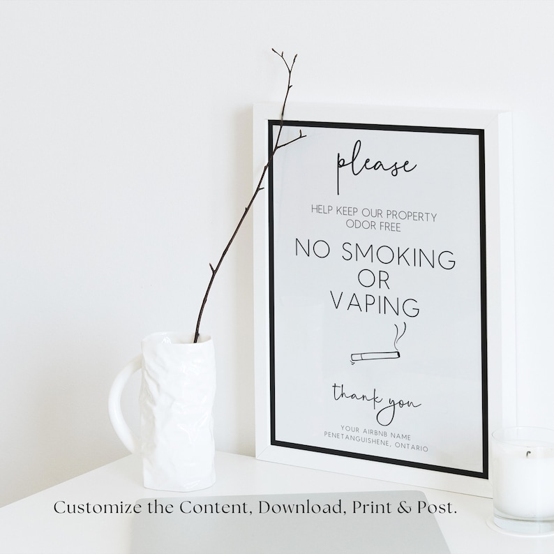 Editable No Smoking Sign, Please No Smoking or Vaping Sign, No Vaping ...
