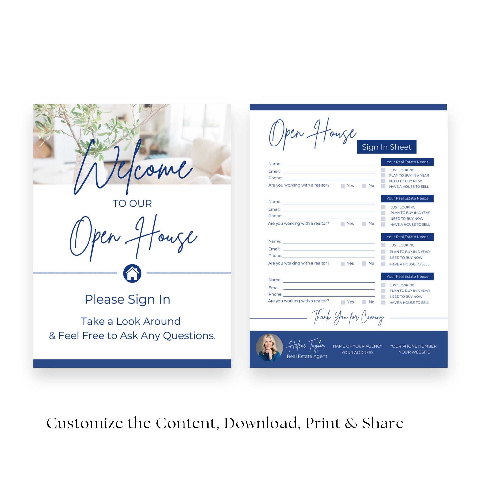 Editable Open House Sign in Sheet, Realtor Open House Form, Real Estate ...