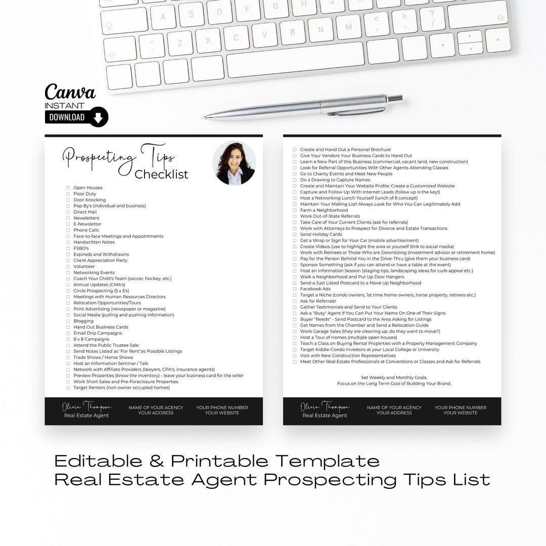Real Estate Agent Prospecting Checklist, Realtor Prospecting Checklist ...