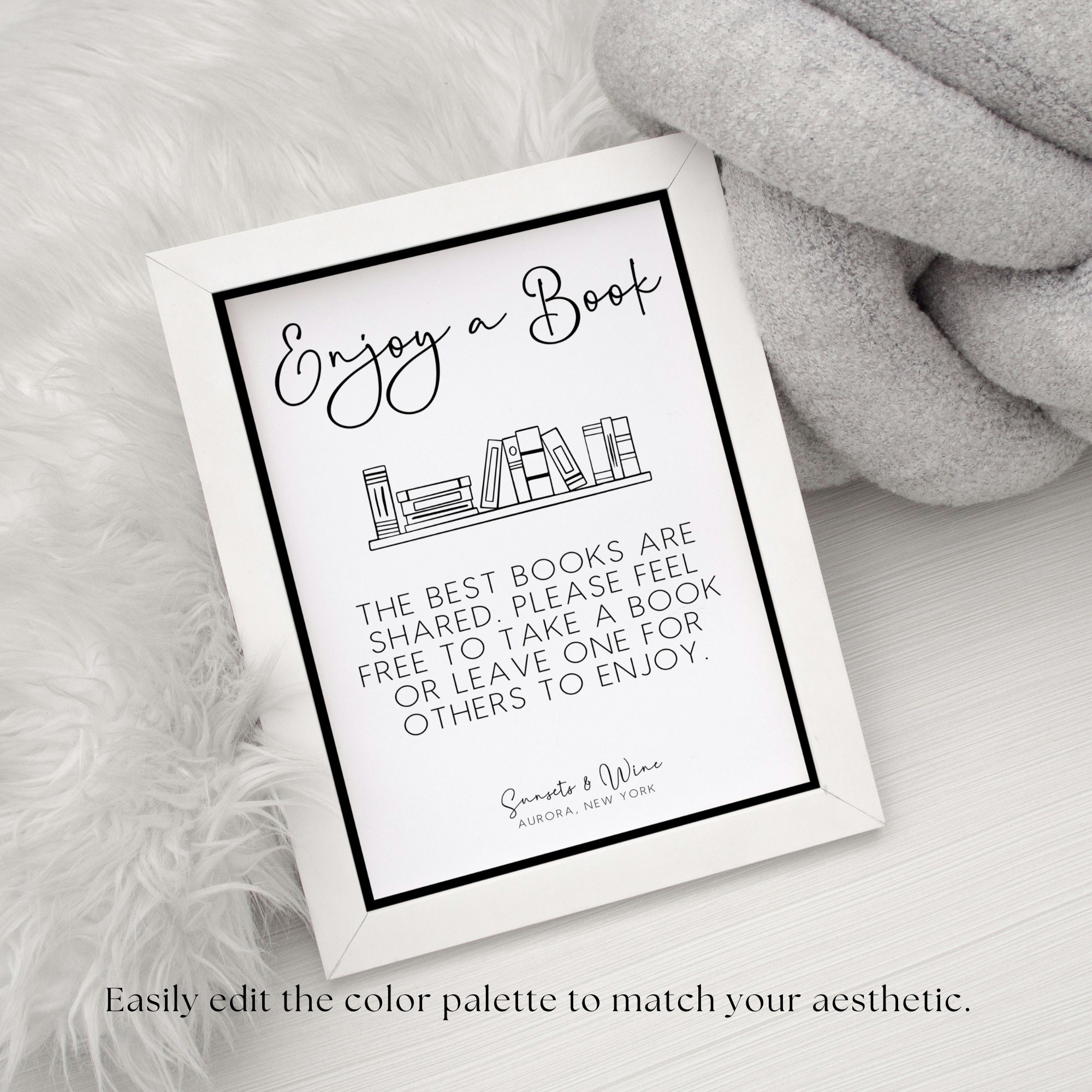 Editable Airbnb Reading Library Sign: Book Sharing (printable Template ...