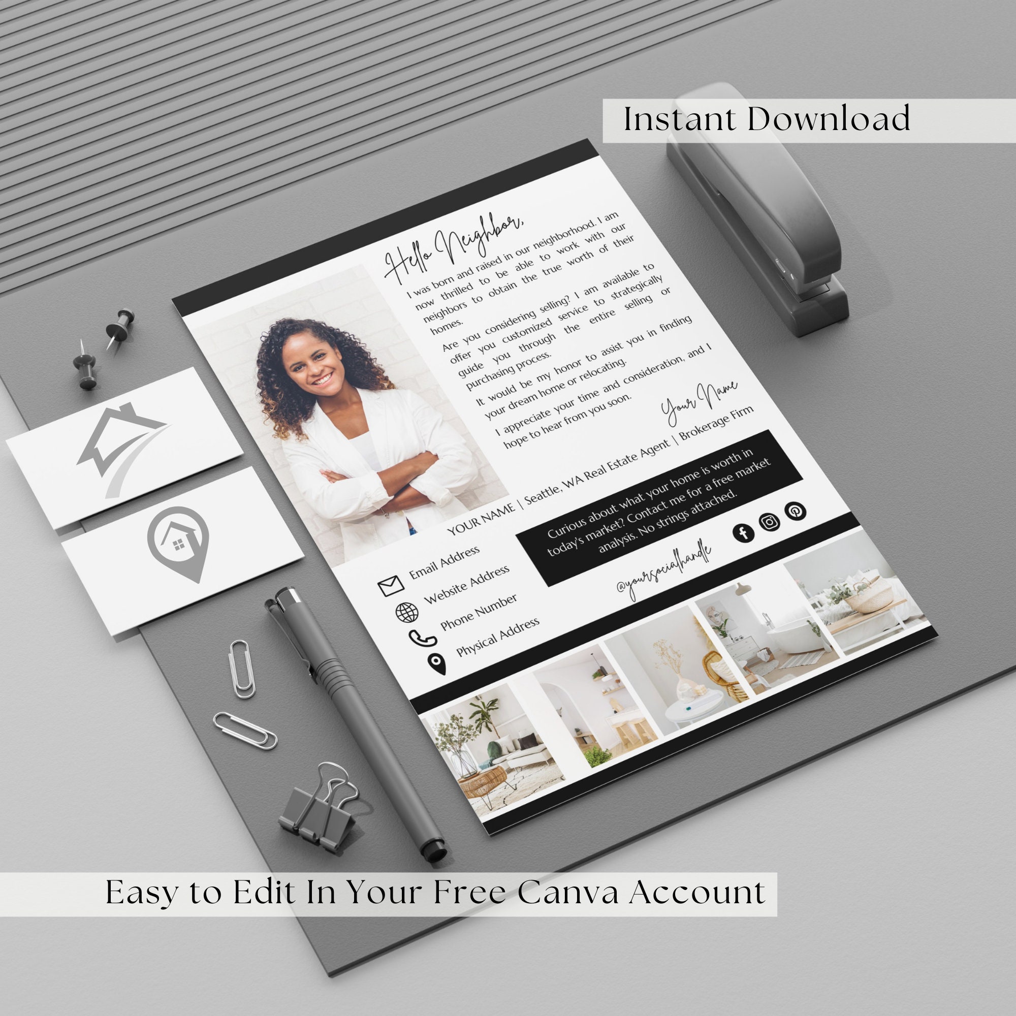 Real Estate Introduction Letter, Real Estate Flyer, Marketing Canva ...