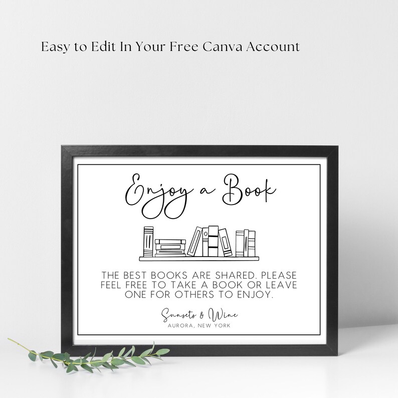 Editable Airbnb Reading Library Sign, Printable Home Library Sign ...