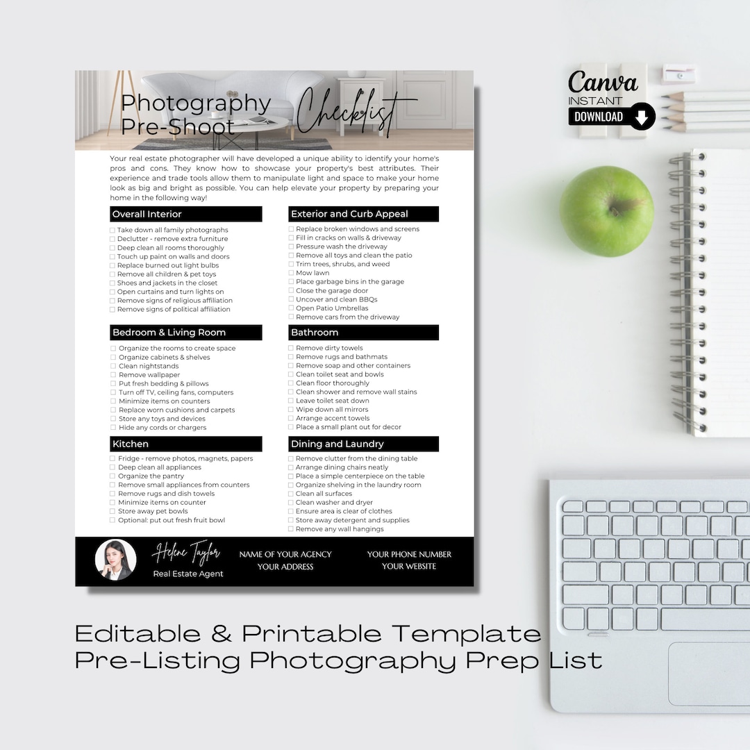 Real Estate Photography Prep Guide, Editable Pre Photography Prep ...