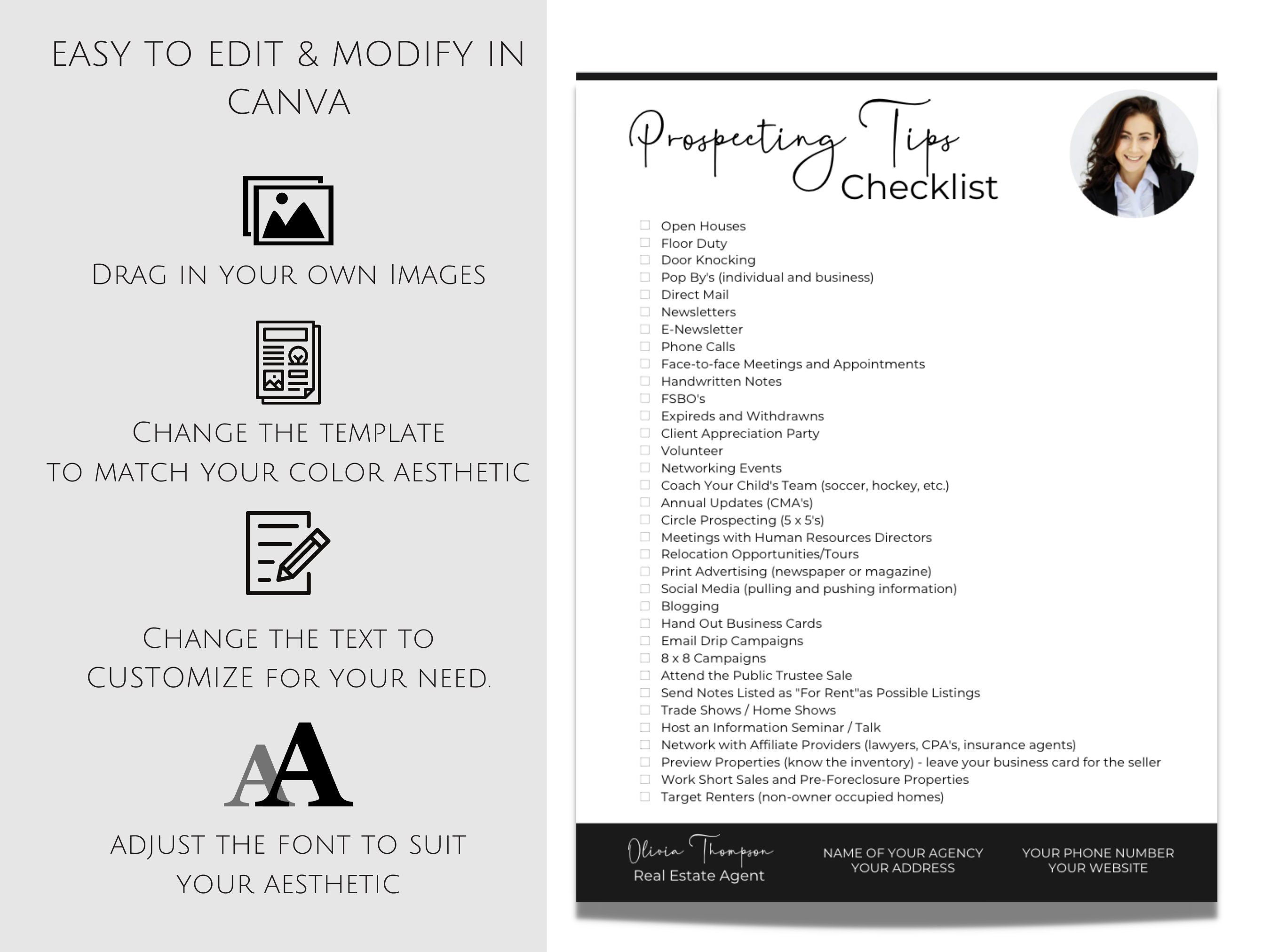 Real Estate Agent Prospecting Checklist Realtor Prospecting - Etsy