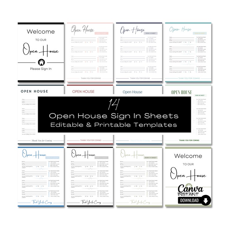 Editable Open House Sign in Sheet Template, Printable Realtor Open ...
