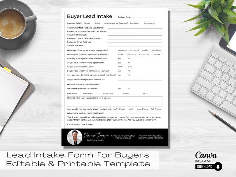 Editable Real Estate Lead Intake Sheet Printable Buyer - Etsy