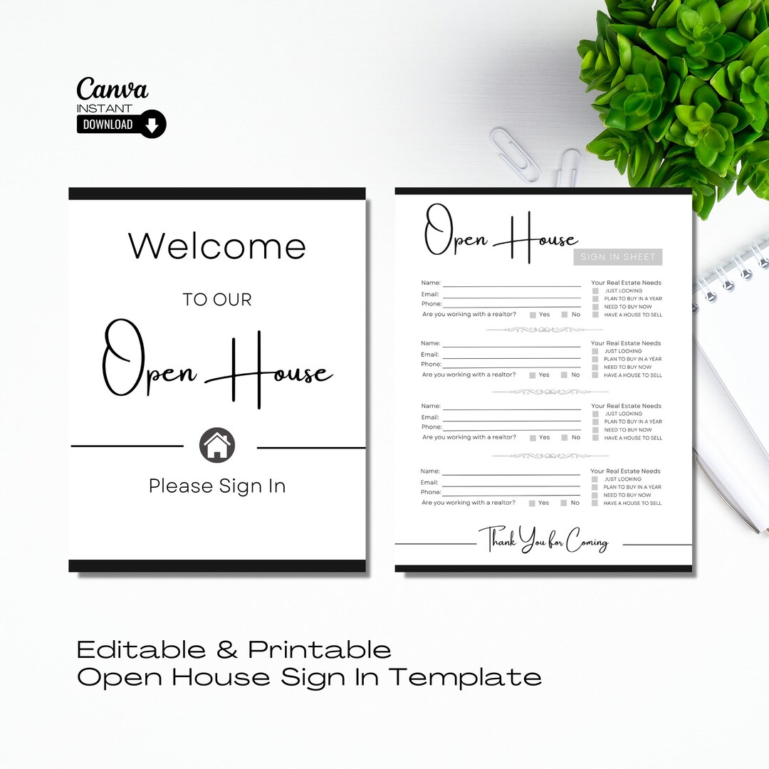 Editable Open House Sign in Sheet, Realtor Open House Form, Real Estate ...