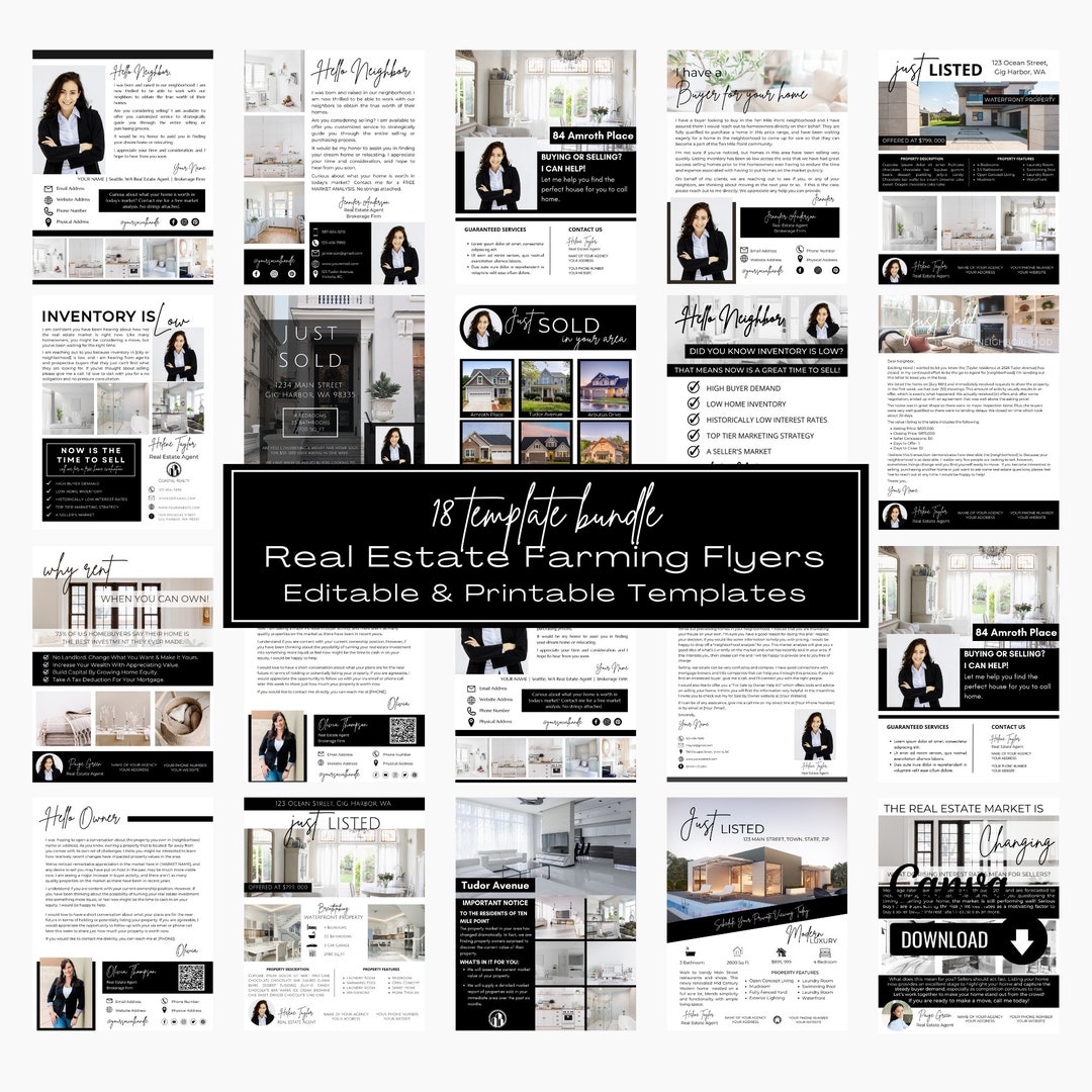 Real Estate Farming Letter Templates: Realtor Marketing Bundle (canva ...