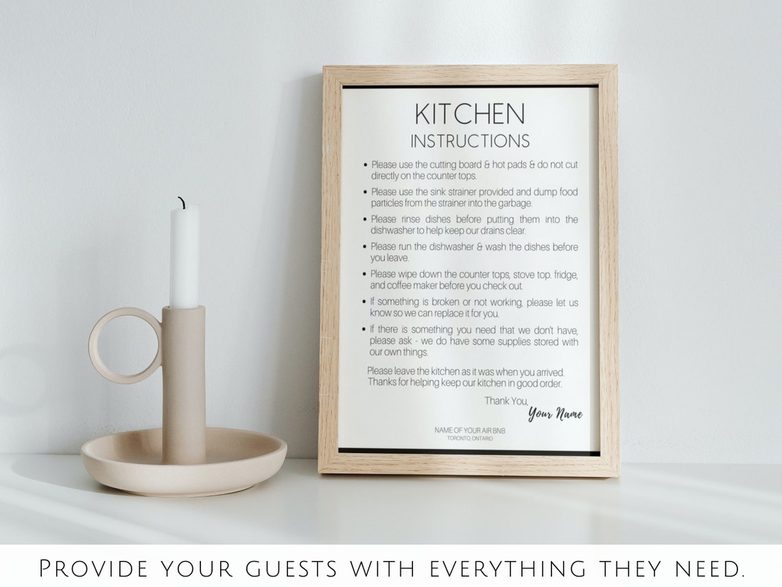 Airbnb Kitchen Rules Sign Template Editable Airbnb Sign - Etsy UK