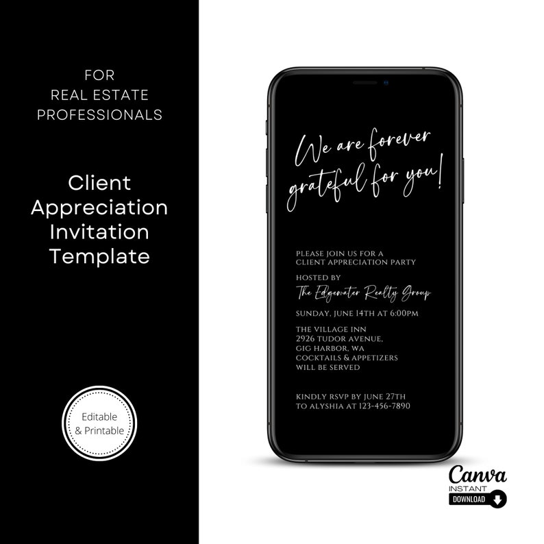 Editable Modern Business Invitation Template, Client Appreciation Party ...