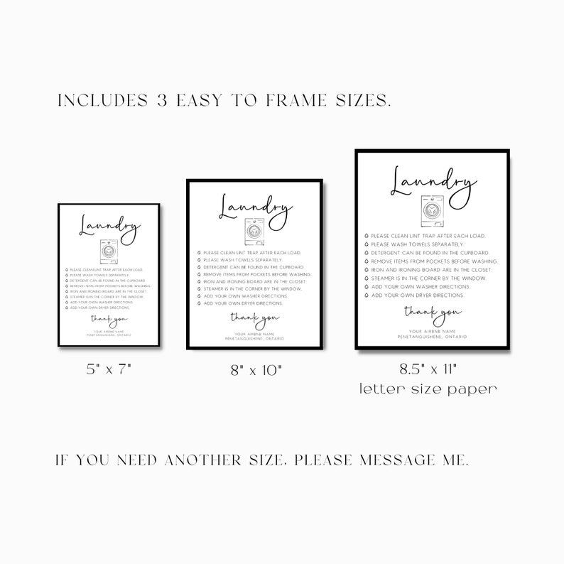 Airbnb Laundry Room Sign: Printable Template (8x10, 5x7, 8.5x11) - Etsy