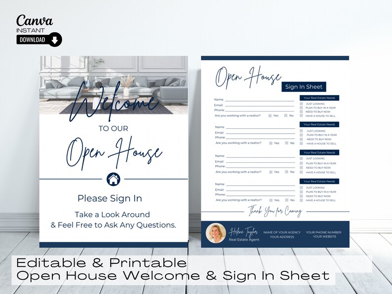 Editable Open House Sign in Sheet Realtor Open House Form - Etsy