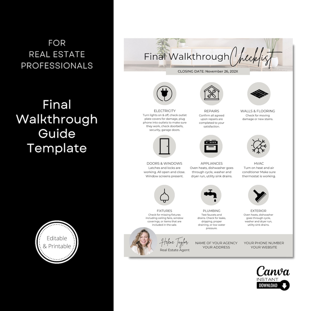 Final Walkthrough Guide, Closing Guide, Real Estate Marketing ...