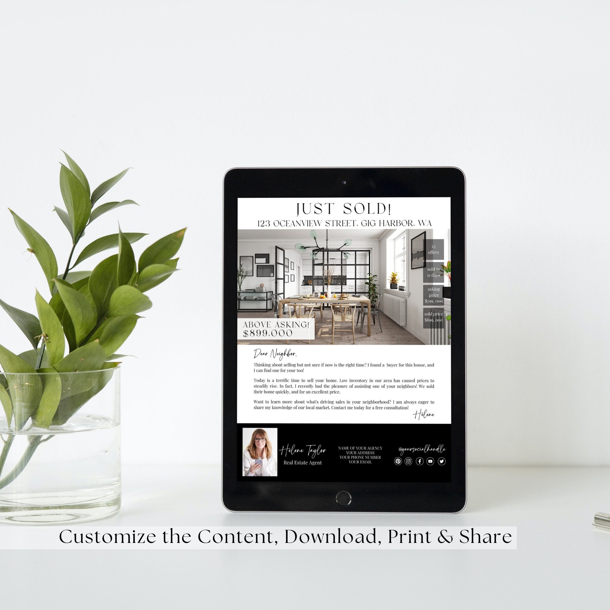 Editable Just Sold Letter Template, Printable Real Estate Sold House ...