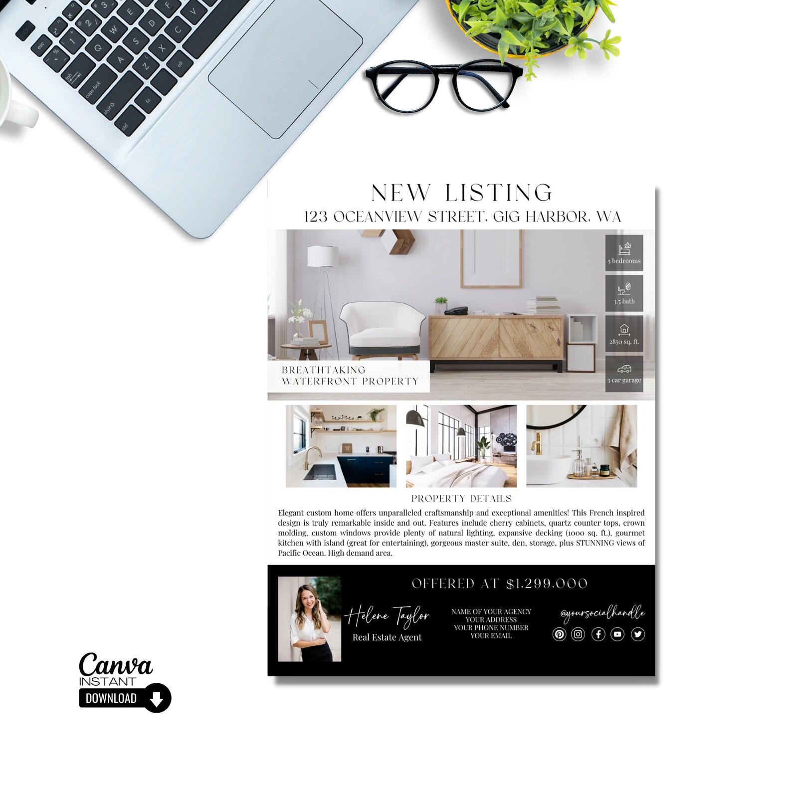 Editable New Listing Flyer Template, Realtor Marketing, Printable New ...