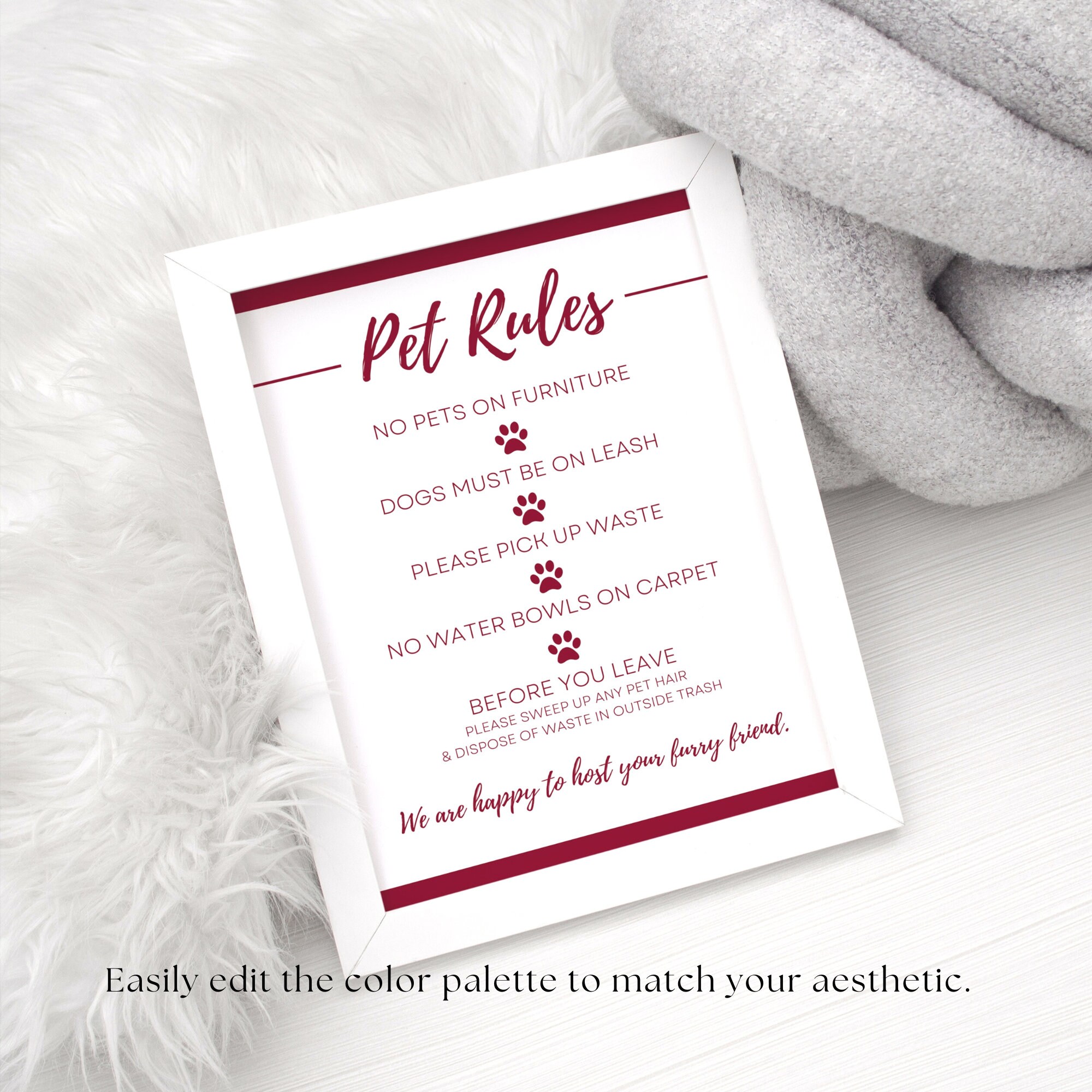 Airbnb Pet Friendly, Editable Airbnb Pet Rules Sign, Air BNB Printable ...